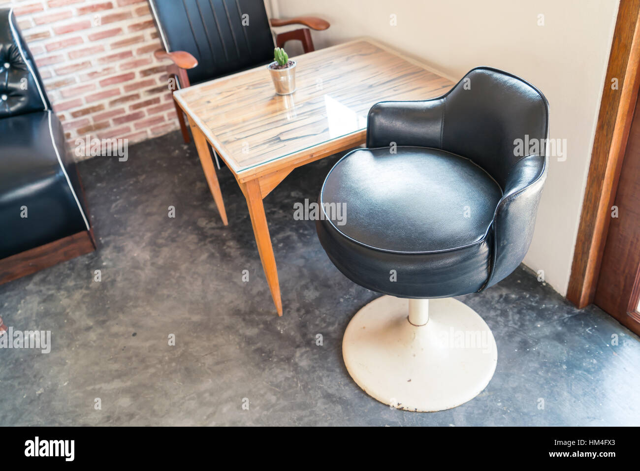 Wooden chairs in coffee shop Stock Photo - Alamy
