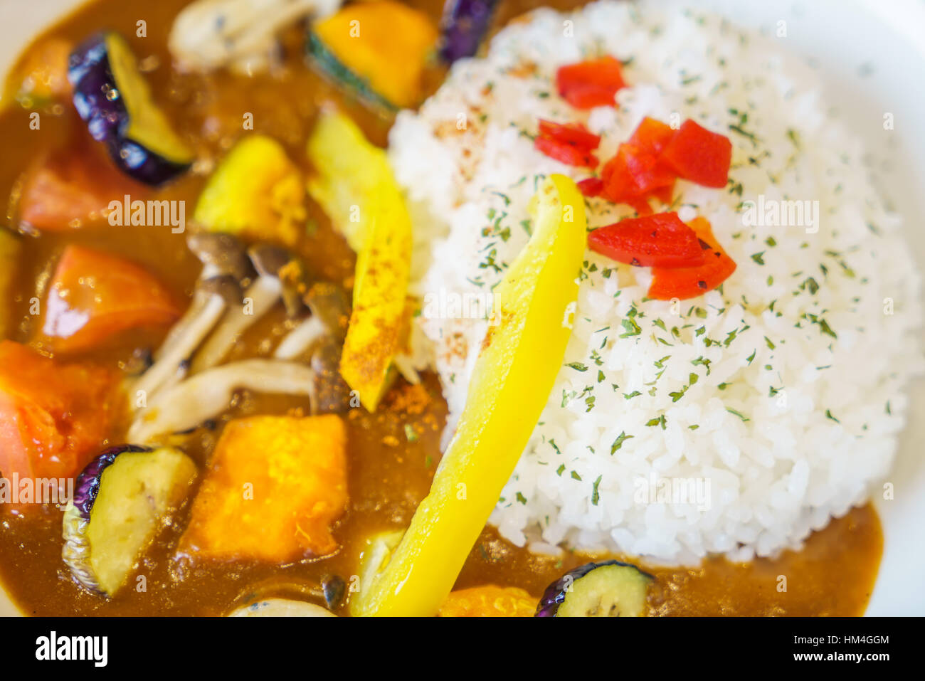 Japanese food style curry with rice Stock Photo - Alamy