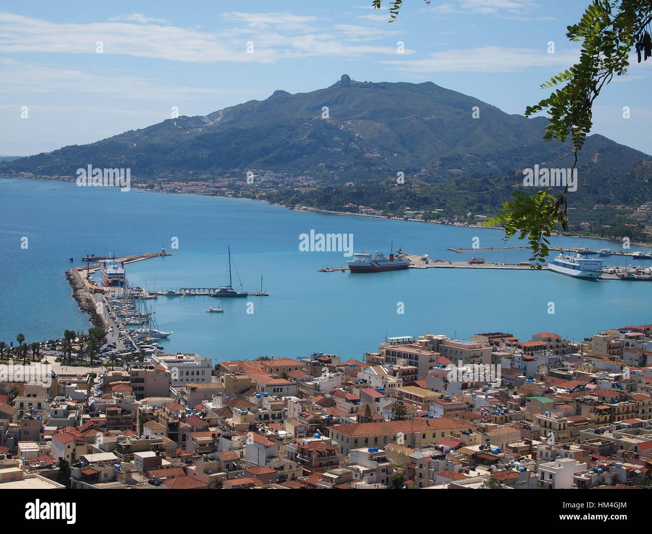 The capital of Zakynthos island in Greece. A view downhill. A panoramic ...
