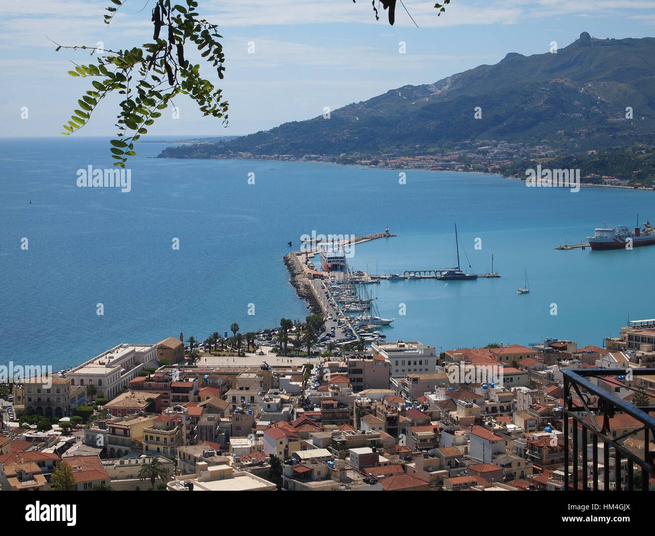 The capital of Zakynthos island in Greece. A view downhill. A panoramic ...