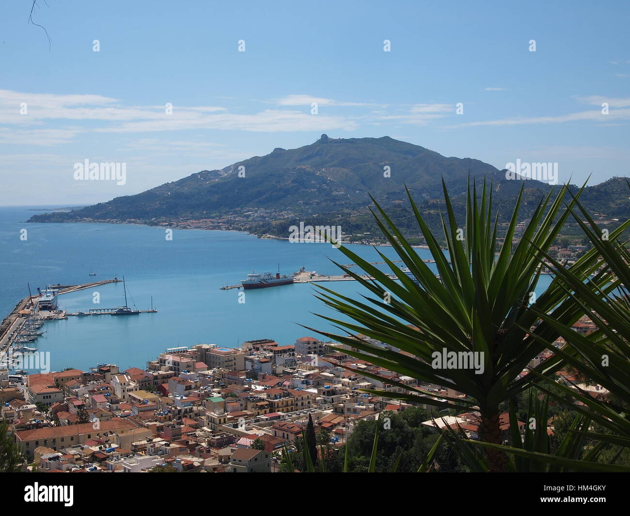 The capital of Zakynthos island in Greece. A view downhill. A panoramic ...