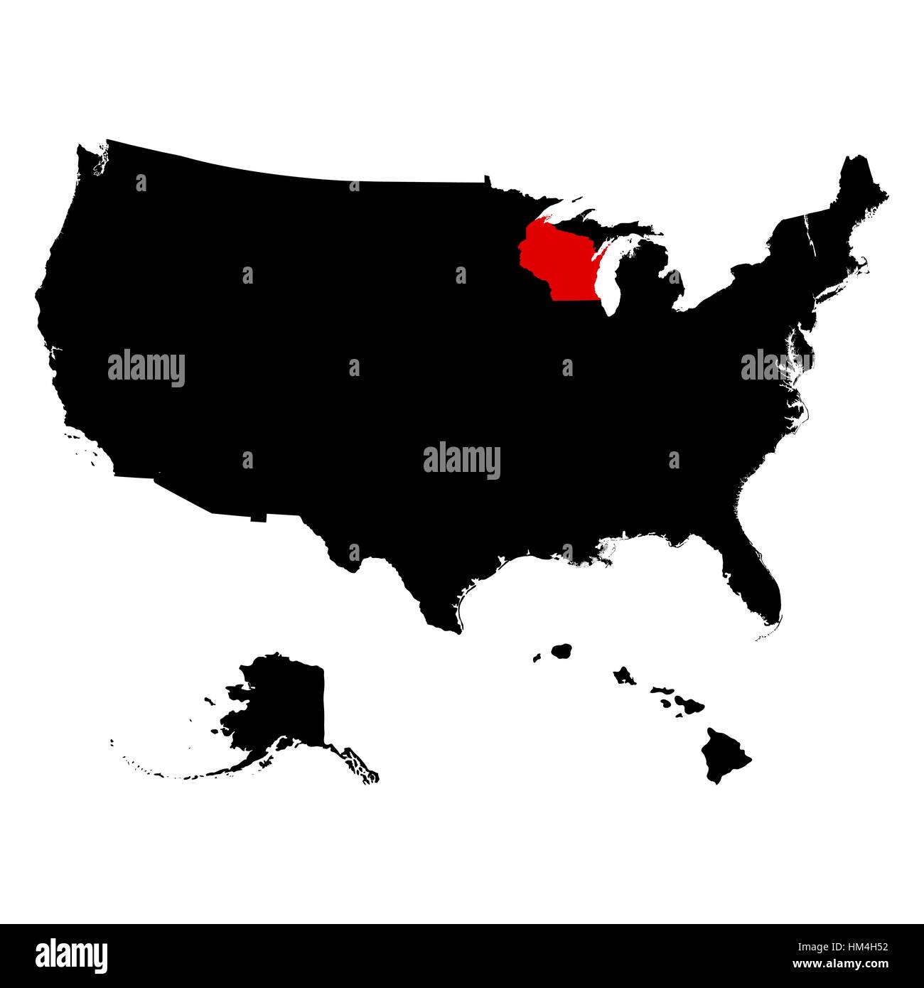 map of the U.S. state Wisconsin Stock Vector Image & Art - Alamy