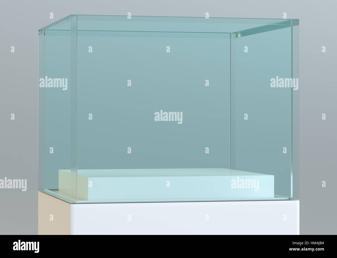 Empty glass showcase for exhibit Stock Photo - Alamy