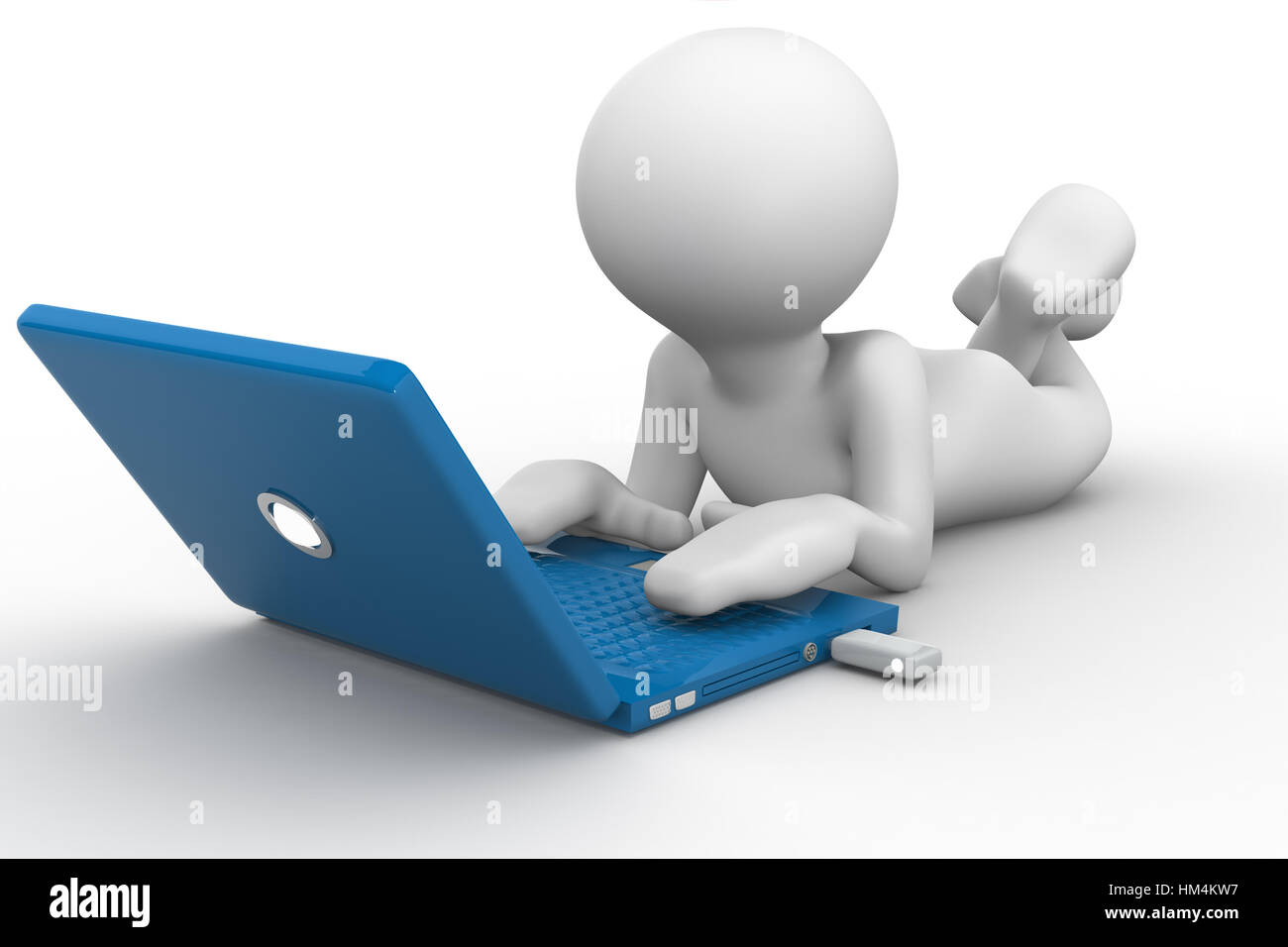 3D Human That Work With Laptop Stock Photo - Alamy