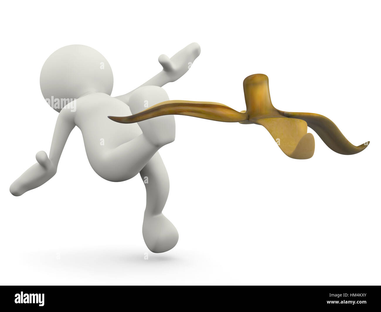 3D human slipping on the banana Stock Photo - Alamy