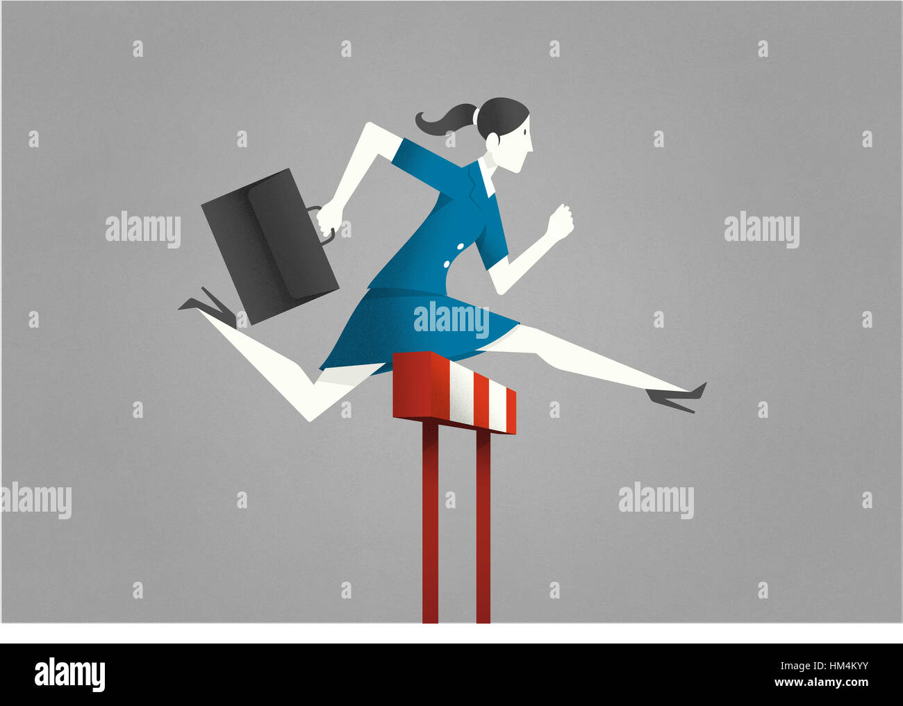 Businesswoman jumping over hurdle Stock Photo - Alamy