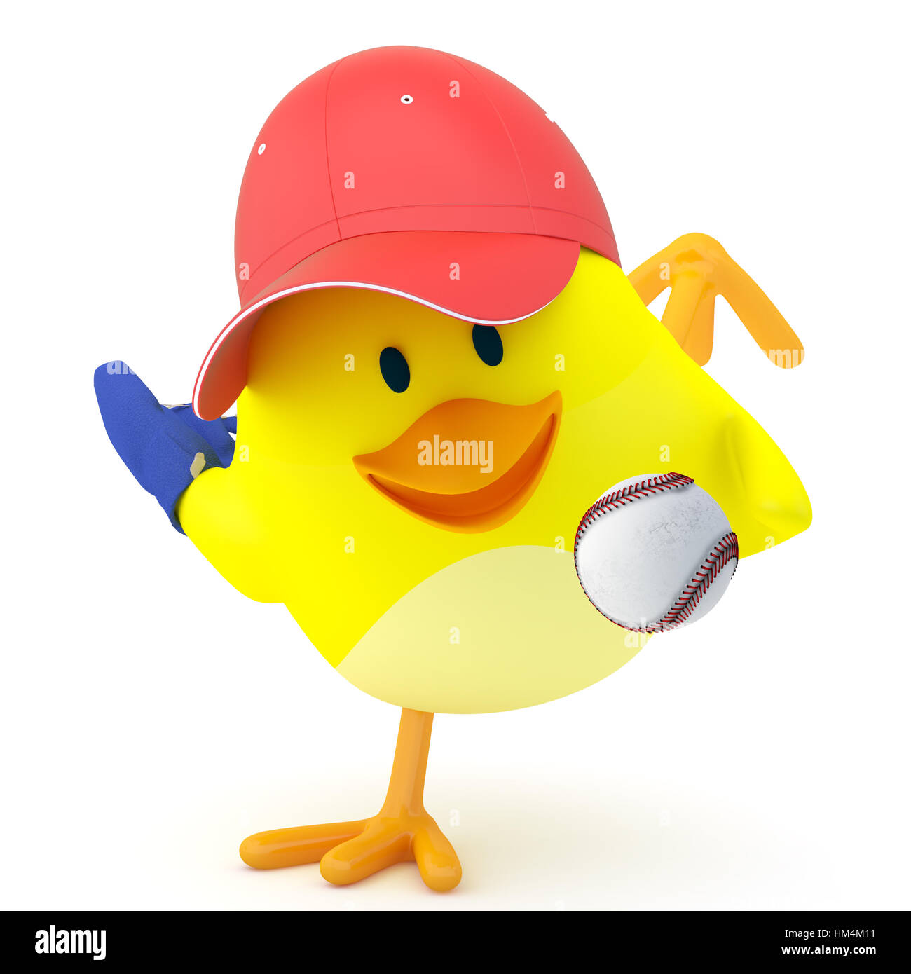 Little baseball player chick on white - 3D render Stock Photo - Alamy