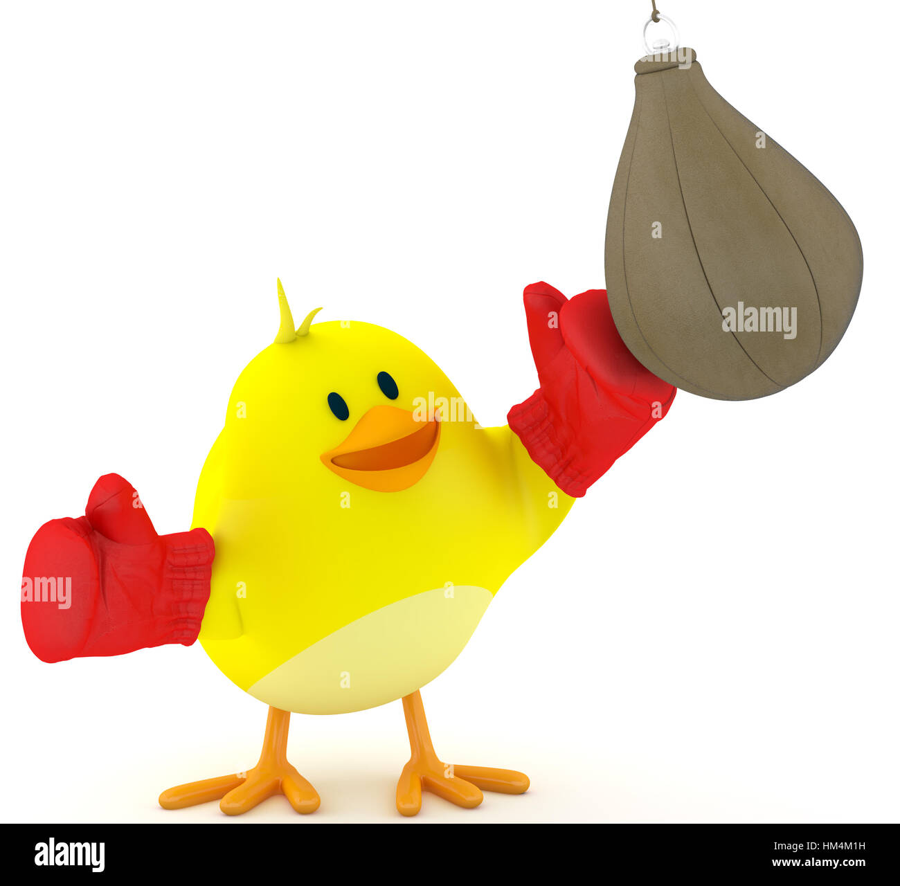 Little boxer chick on white - 3D render Stock Photo - Alamy