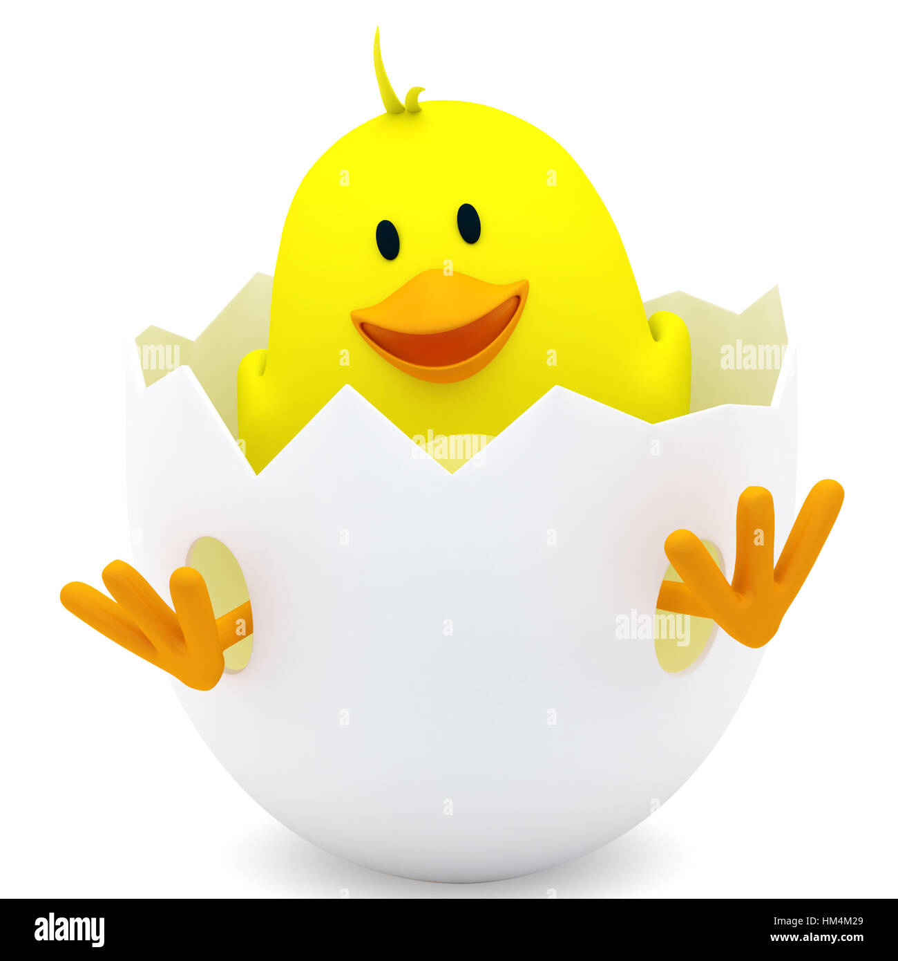 Little chick inside a cracked eggshell - 3D render Stock Photo - Alamy