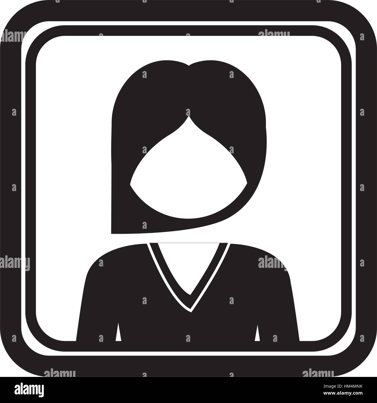 square border with silhouette half body woman with short hair vector ...