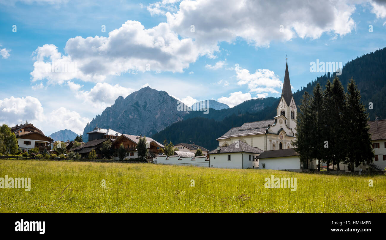 summer village in Val Gardena South Tirol, Dolomites mountains, Italy ...