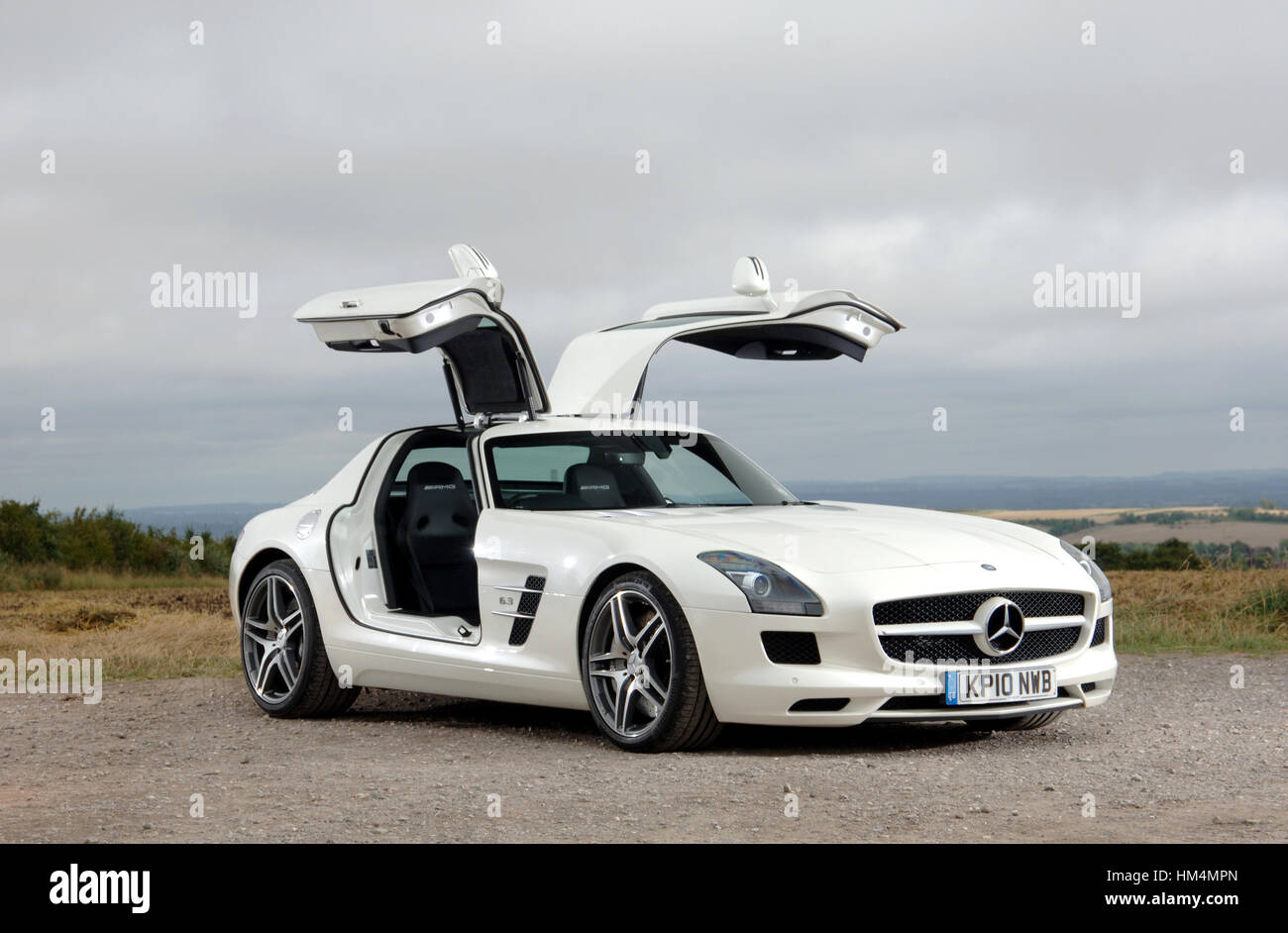 2010 Mercedes AMG SLS German super car with gull wing doors Stock Photo ...