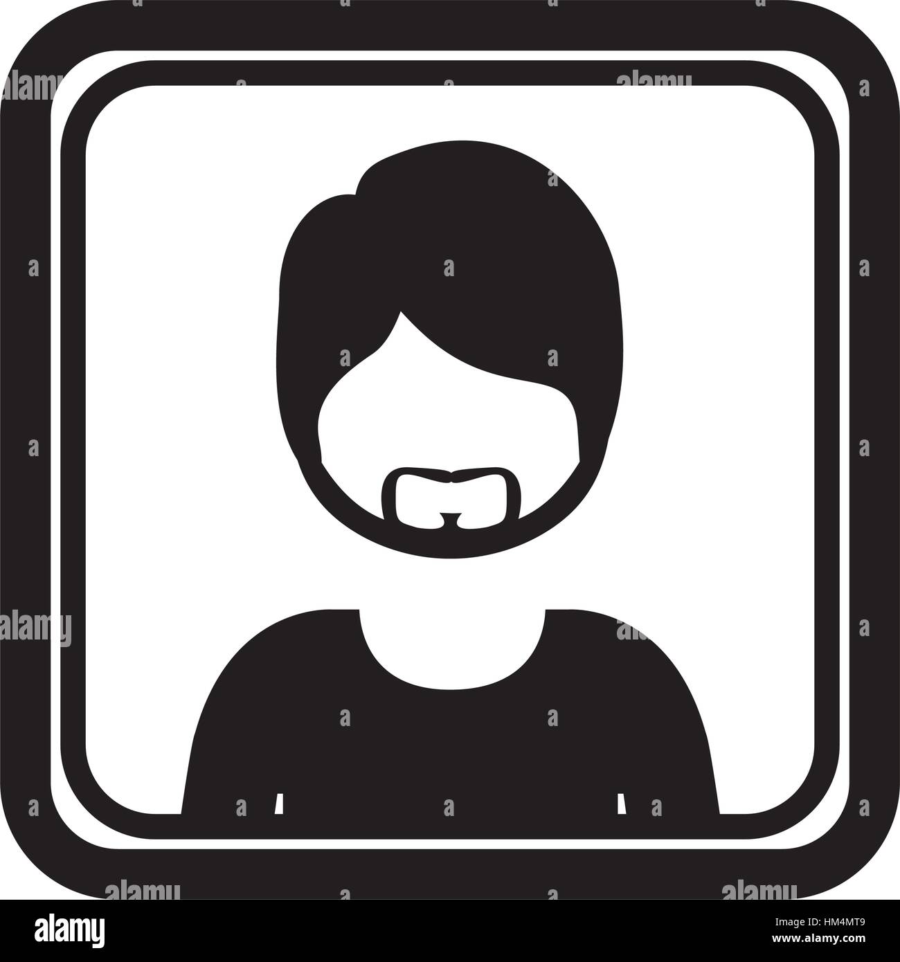 square border with silhouette half body man with beard . Vector ...