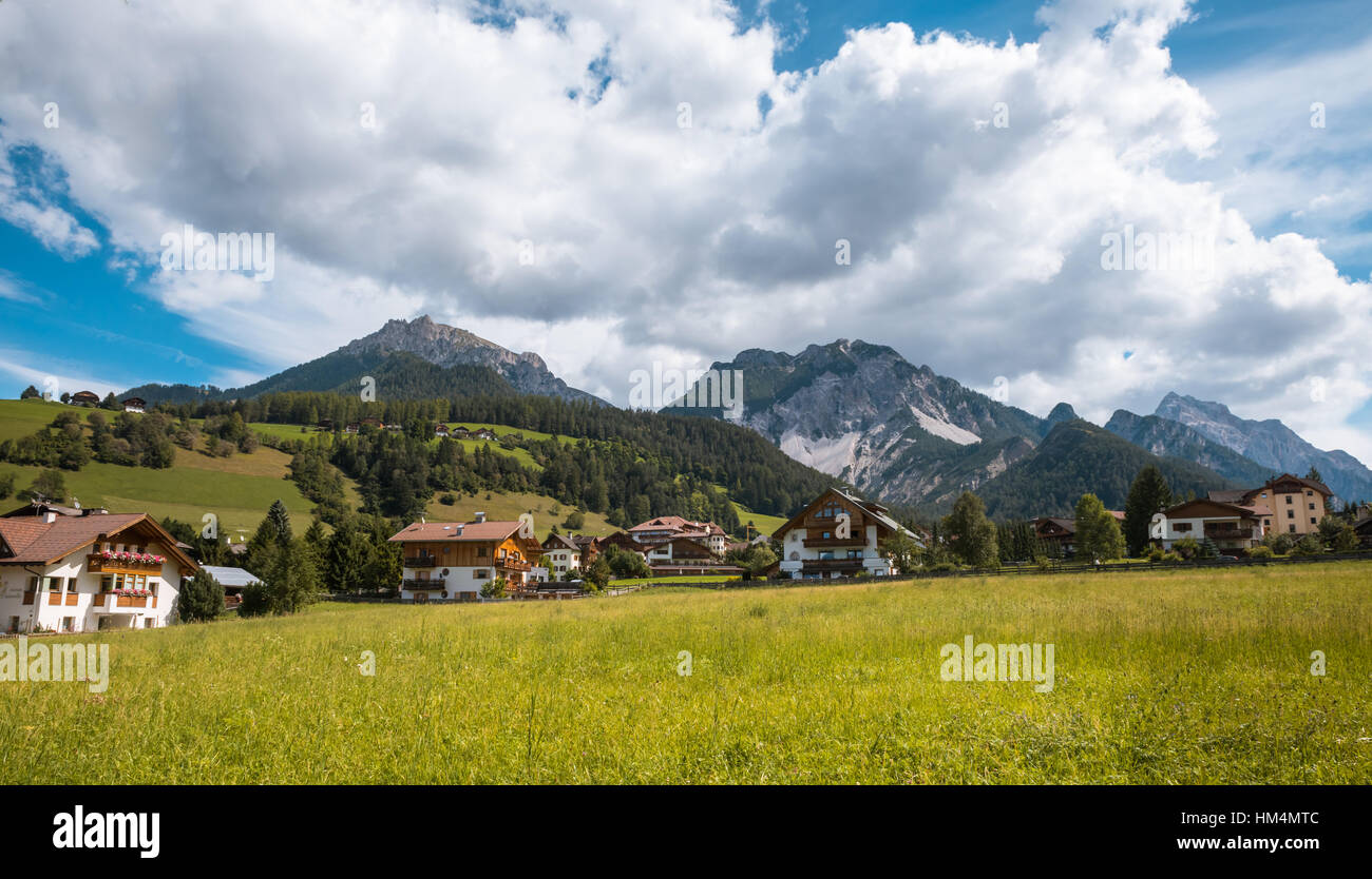 summer village in Val Gardena South Tirol, Dolomites mountains, Italy ...