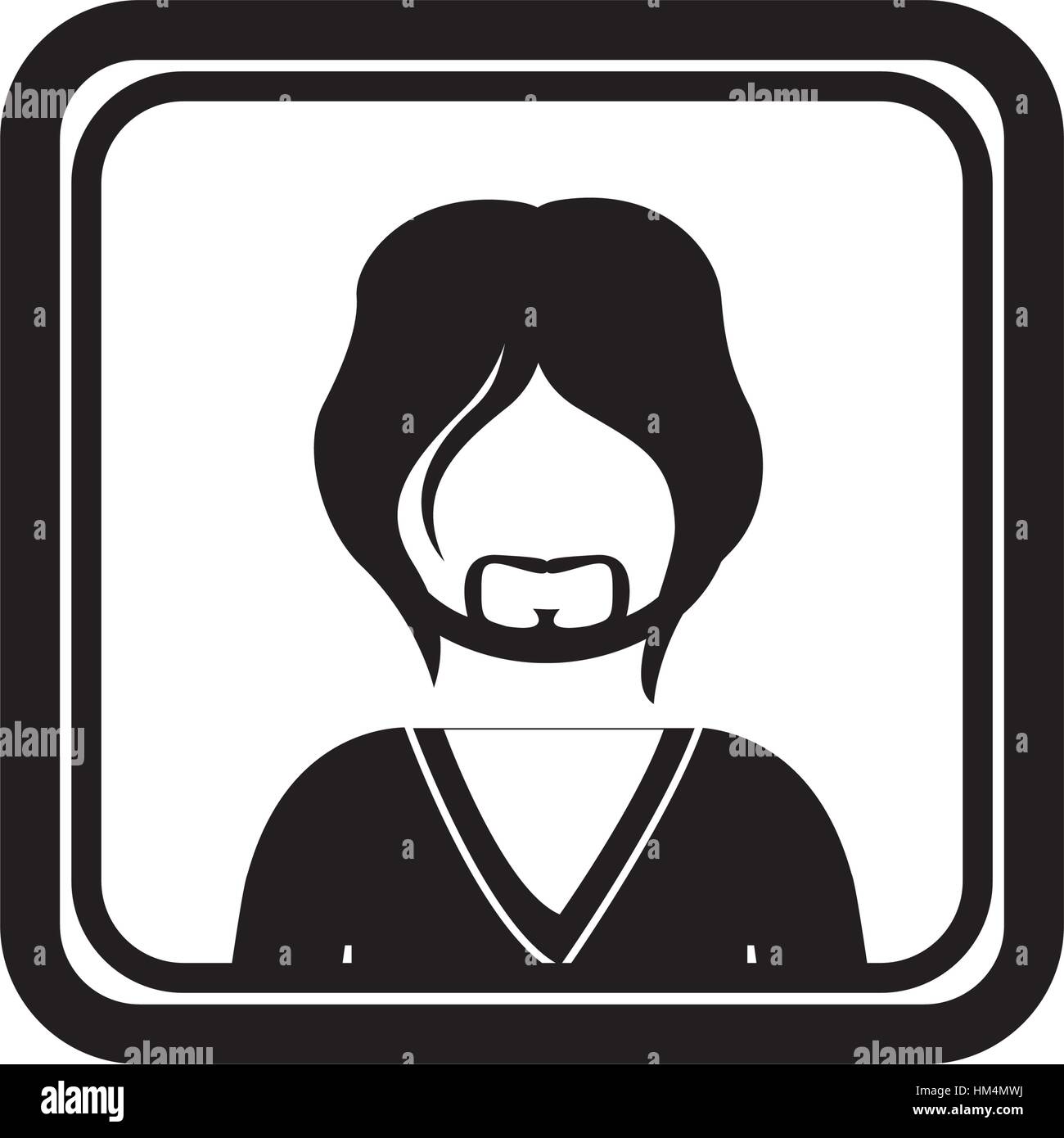 square border with silhouette half body man with beard vector ...