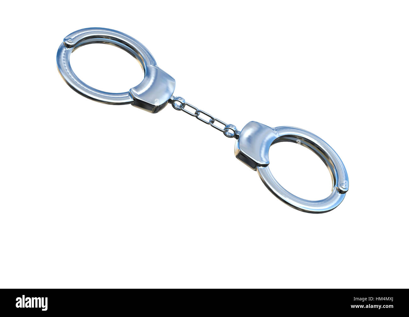 3D rendering of iron handcuffs isolated on white background Stock Photo ...
