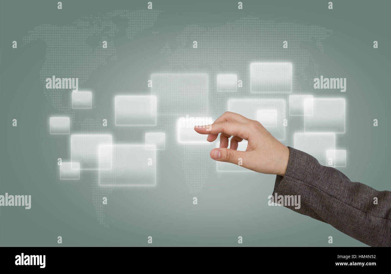 The hand on the flow of several button Stock Photo - Alamy