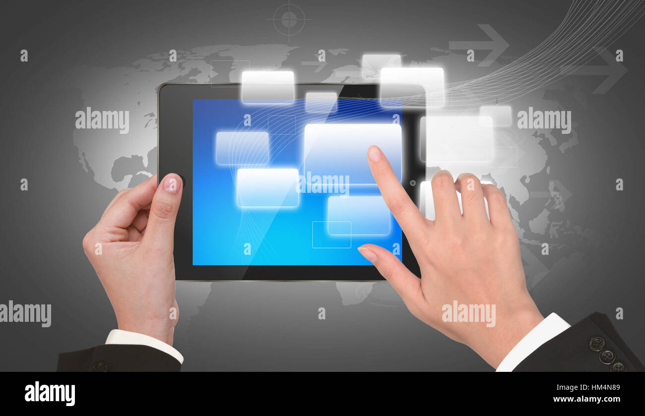 Hand holding a touchpad pc Stock Photo - Alamy