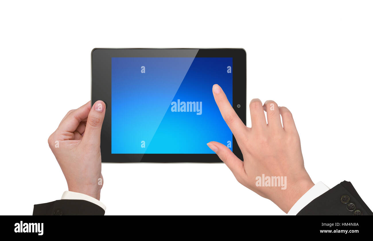 Hand holding a touchpad pc Stock Photo - Alamy