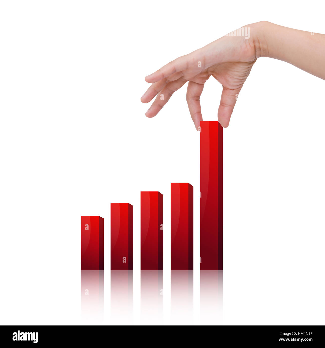 Female hand pulling up a bar from a graph Stock Photo - Alamy