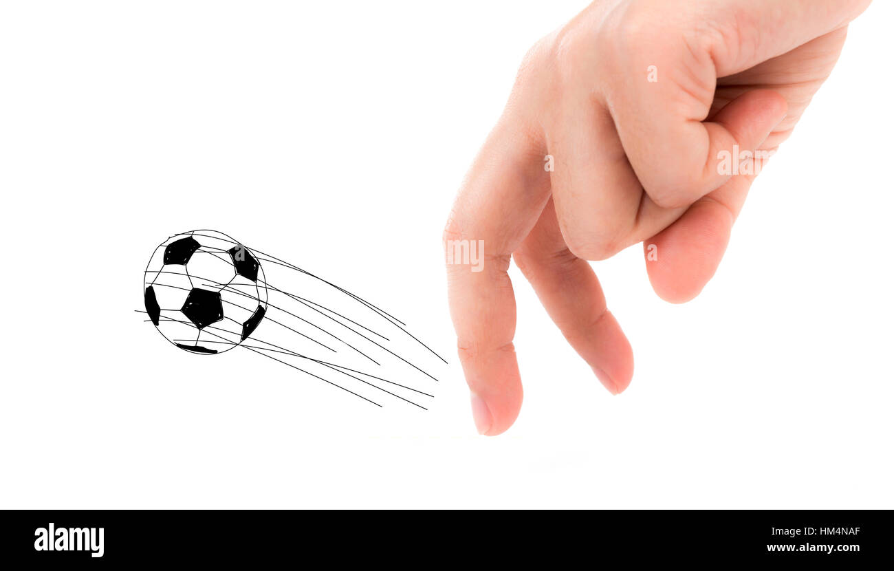 Finger and soccer ball on white background Stock Photo - Alamy