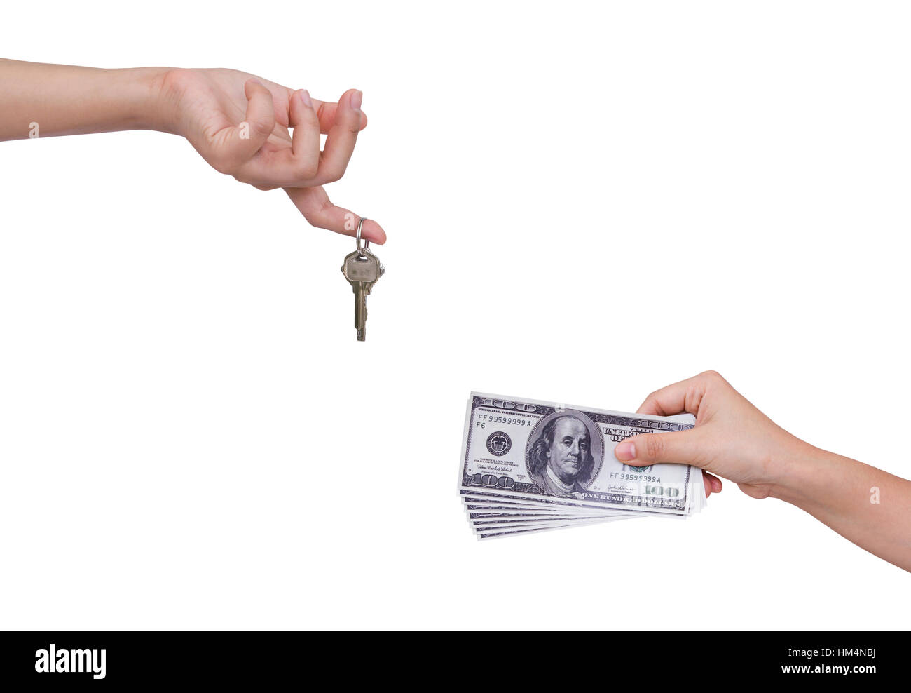Human hand hold money and keys Stock Photo - Alamy