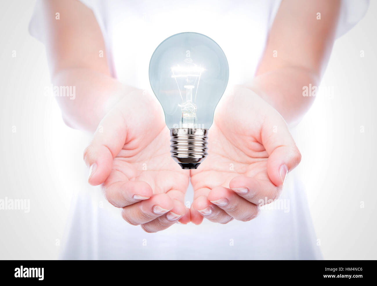 Empty woman hands over body isolated on background Stock Photo - Alamy