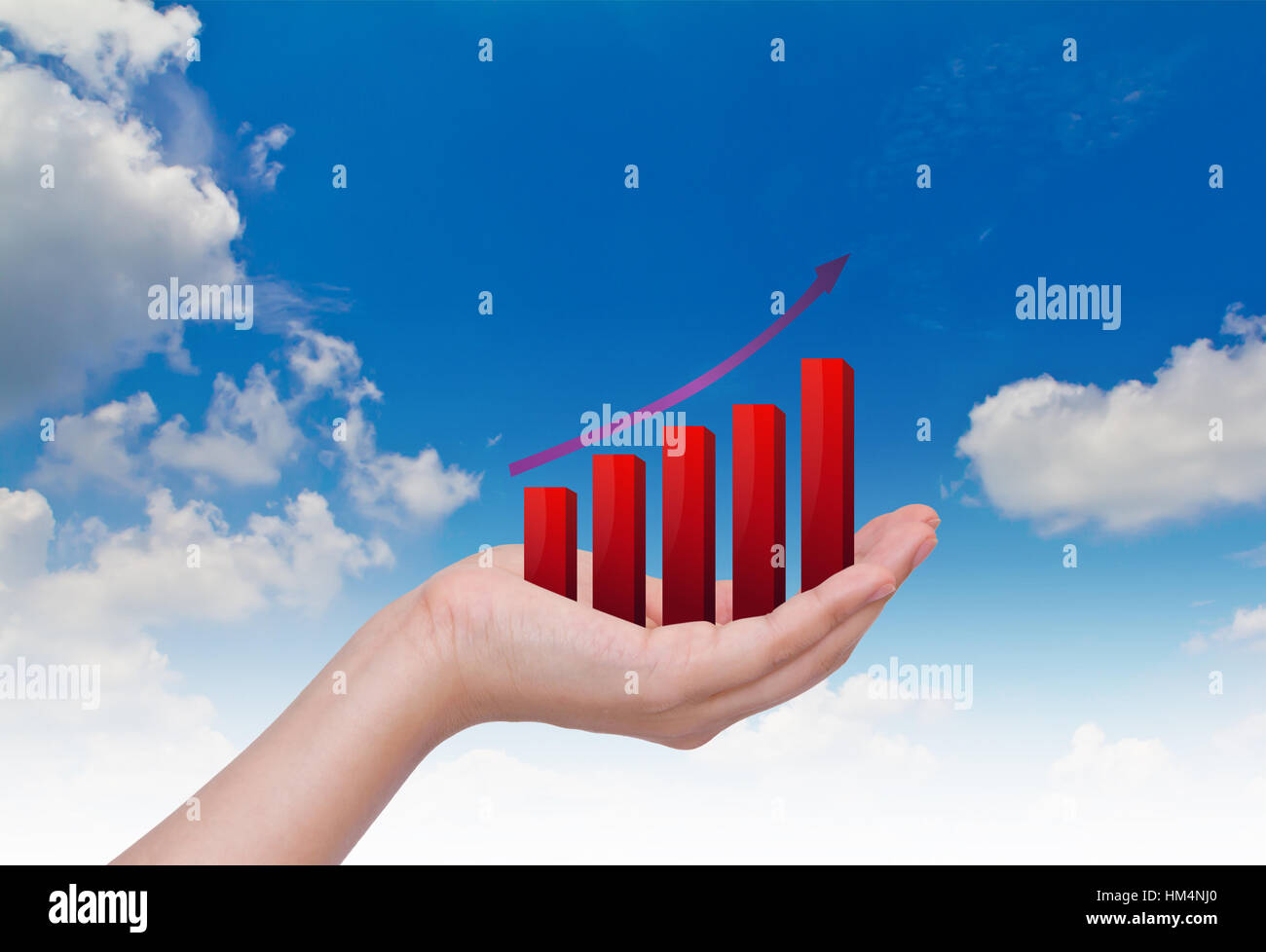 Hand showing graph Stock Photo - Alamy