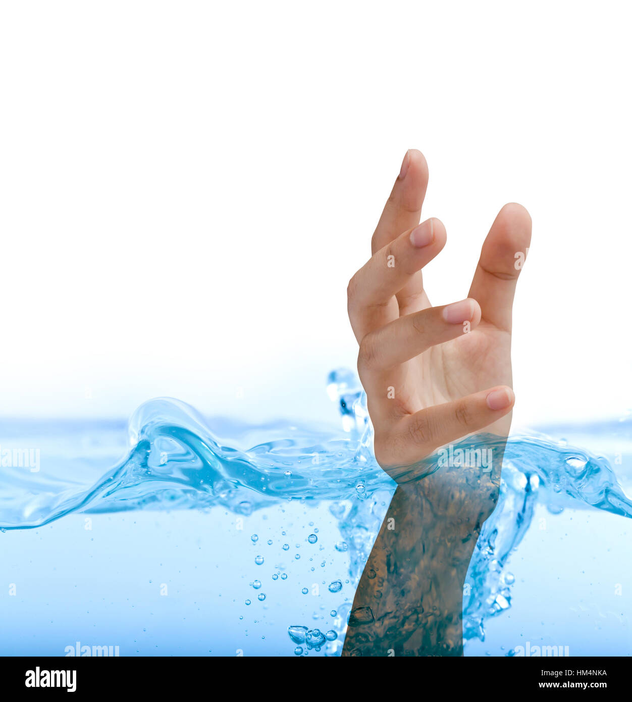 Hand in water isolated on white background Stock Photo - Alamy