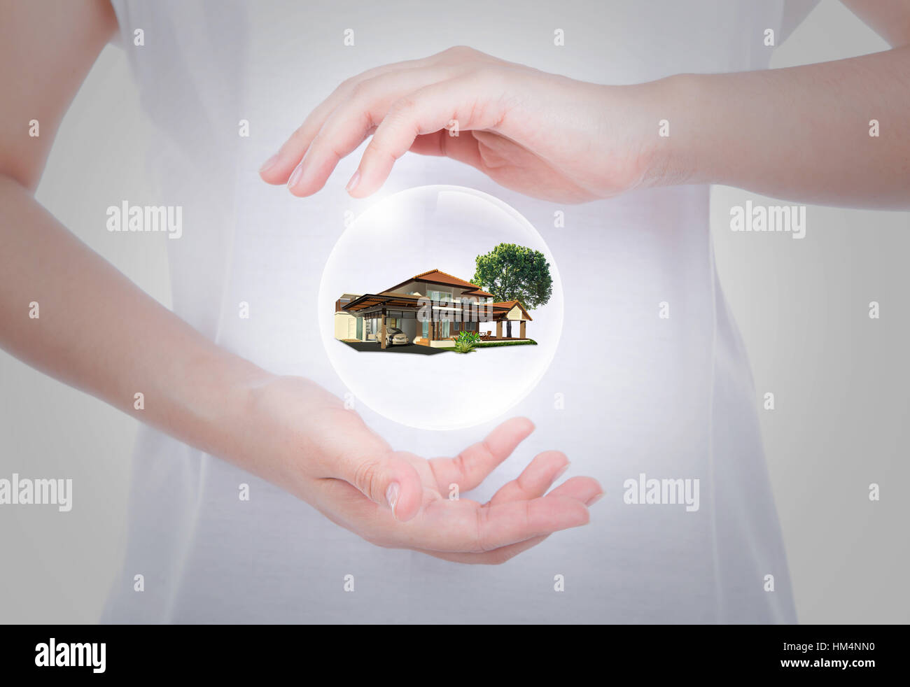 House on woman hands over body isolated on background Stock Photo - Alamy