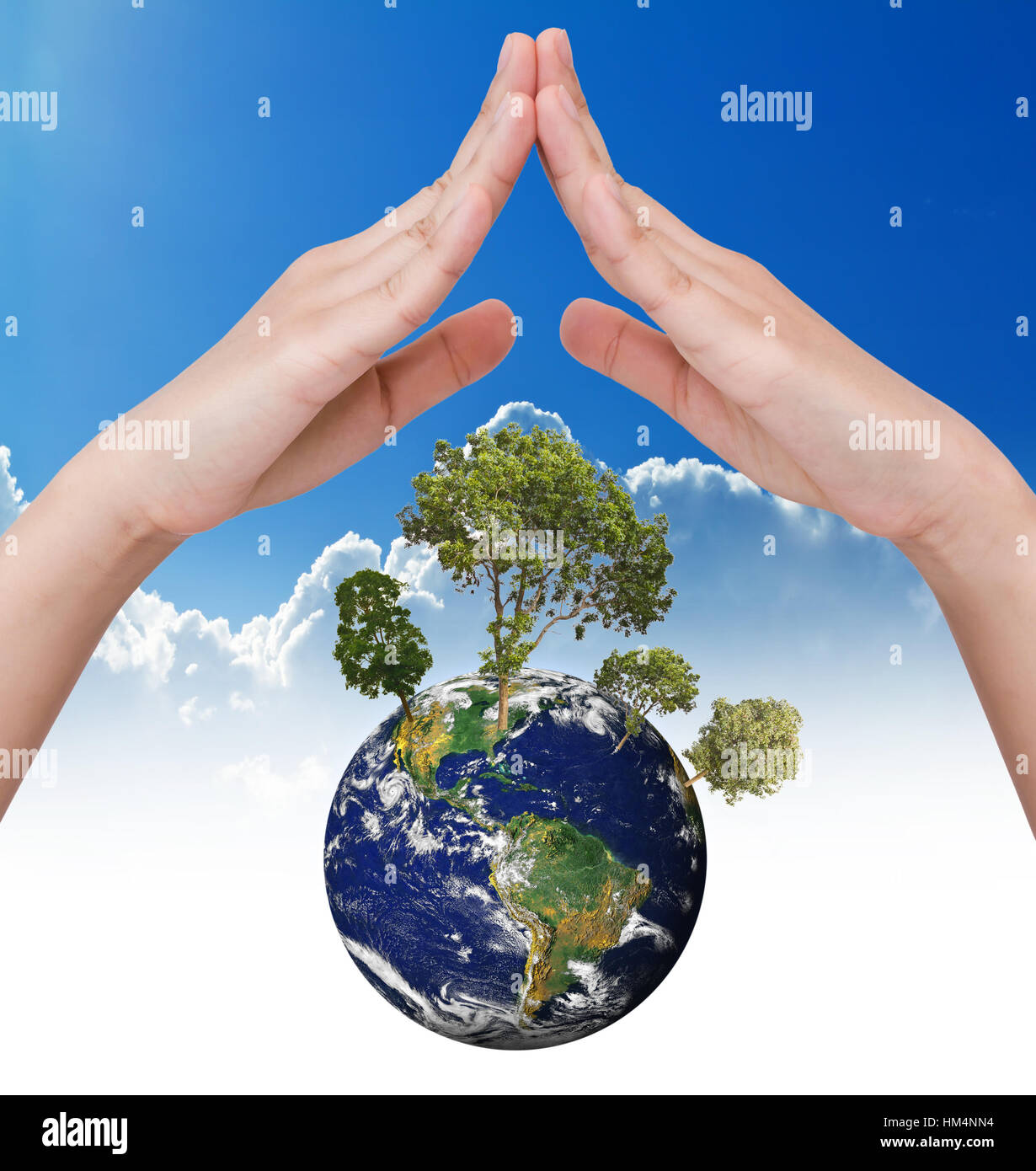 Eco concept : Earth in hands isolated on white Stock Photo - Alamy