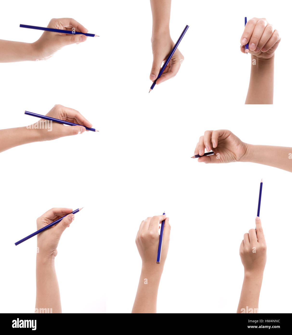 Collection of pencil in a hand isolated on a white background Stock ...