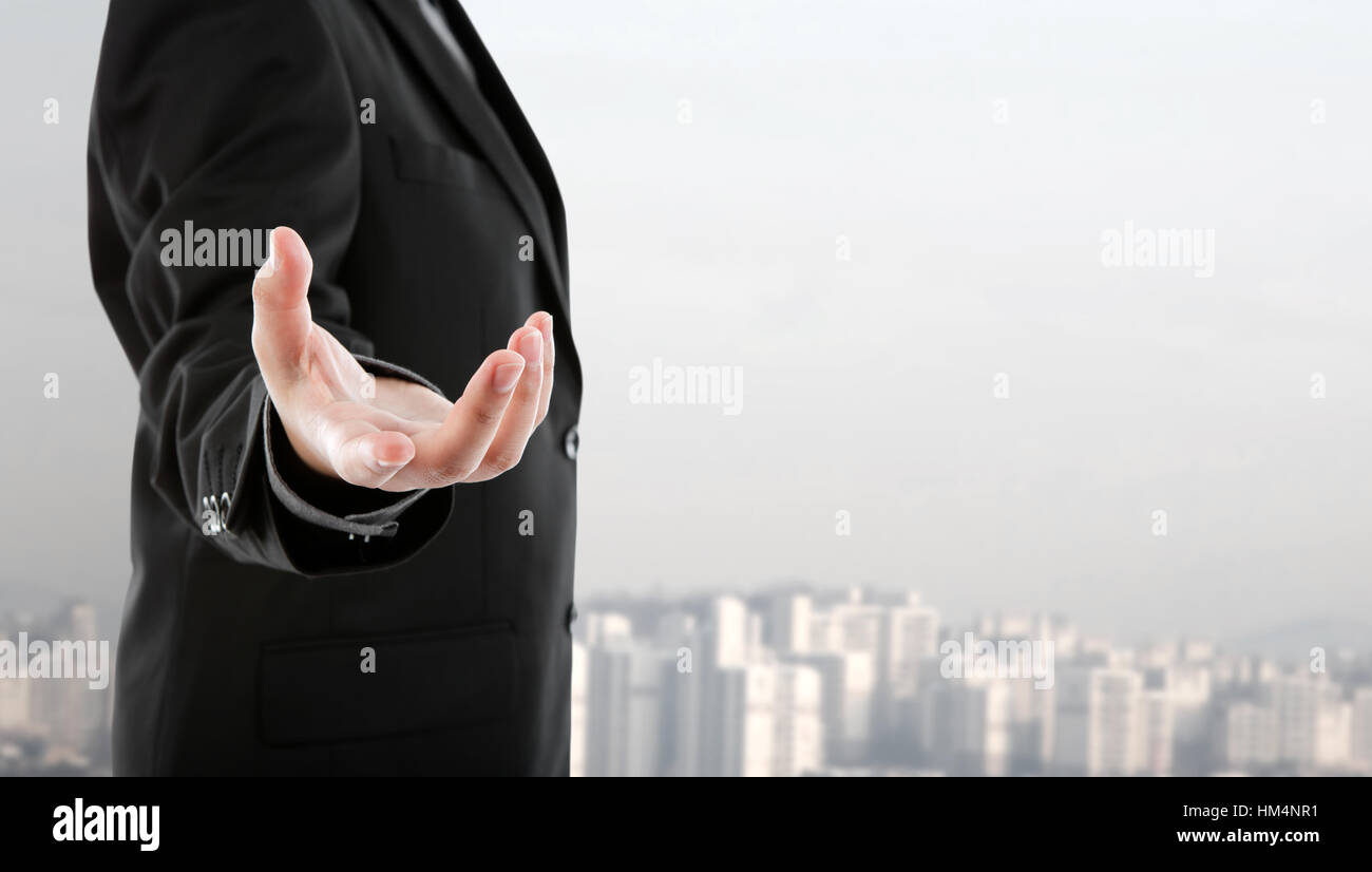 Open hand of business man Stock Photo - Alamy