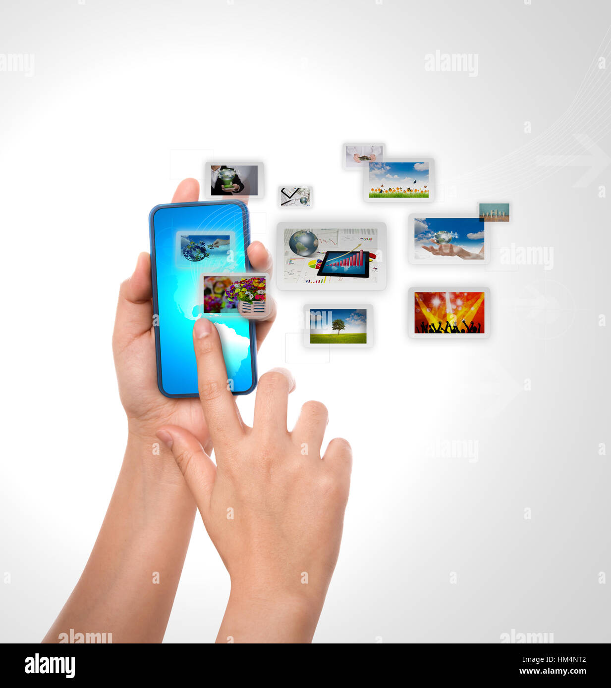 Mobile phone With hand Stock Photo - Alamy