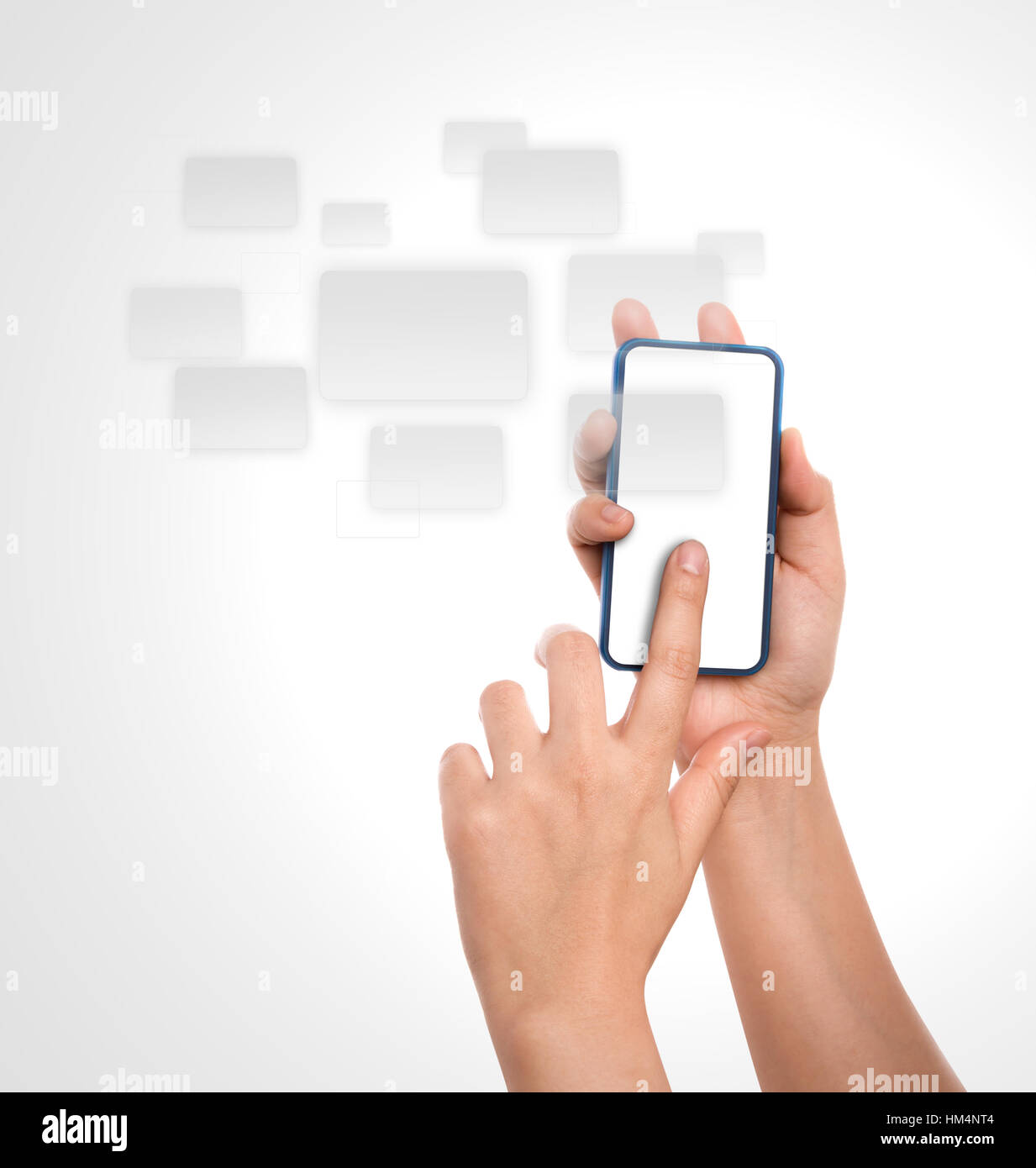 Mobile phone With hand Stock Photo - Alamy