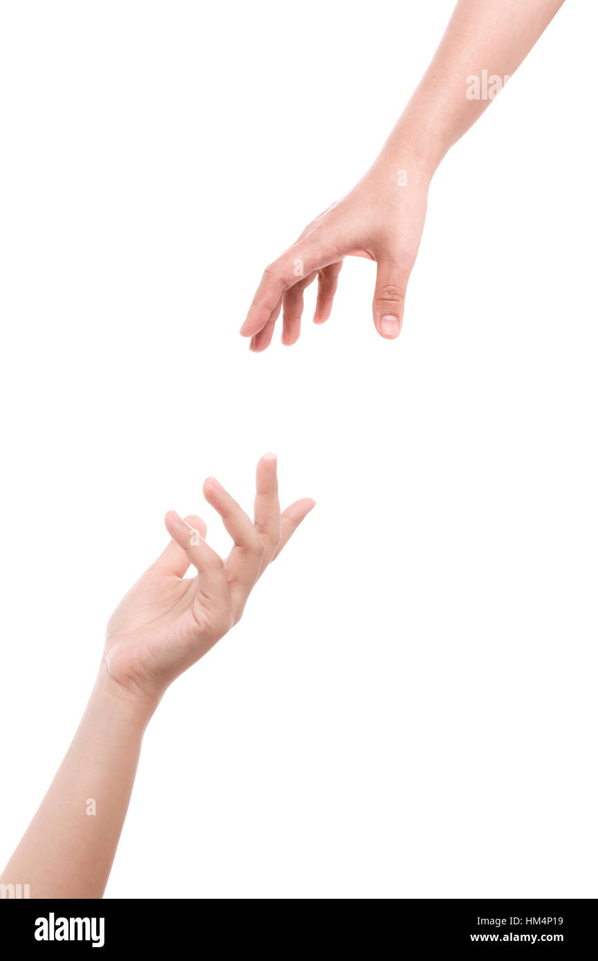 Two hands isolated on a white background Stock Photo - Alamy