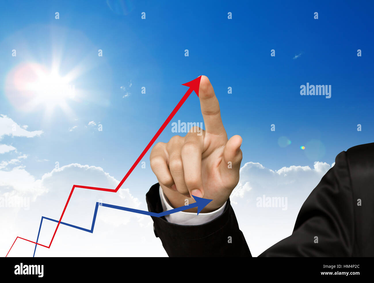 Hand showing graph Stock Photo - Alamy