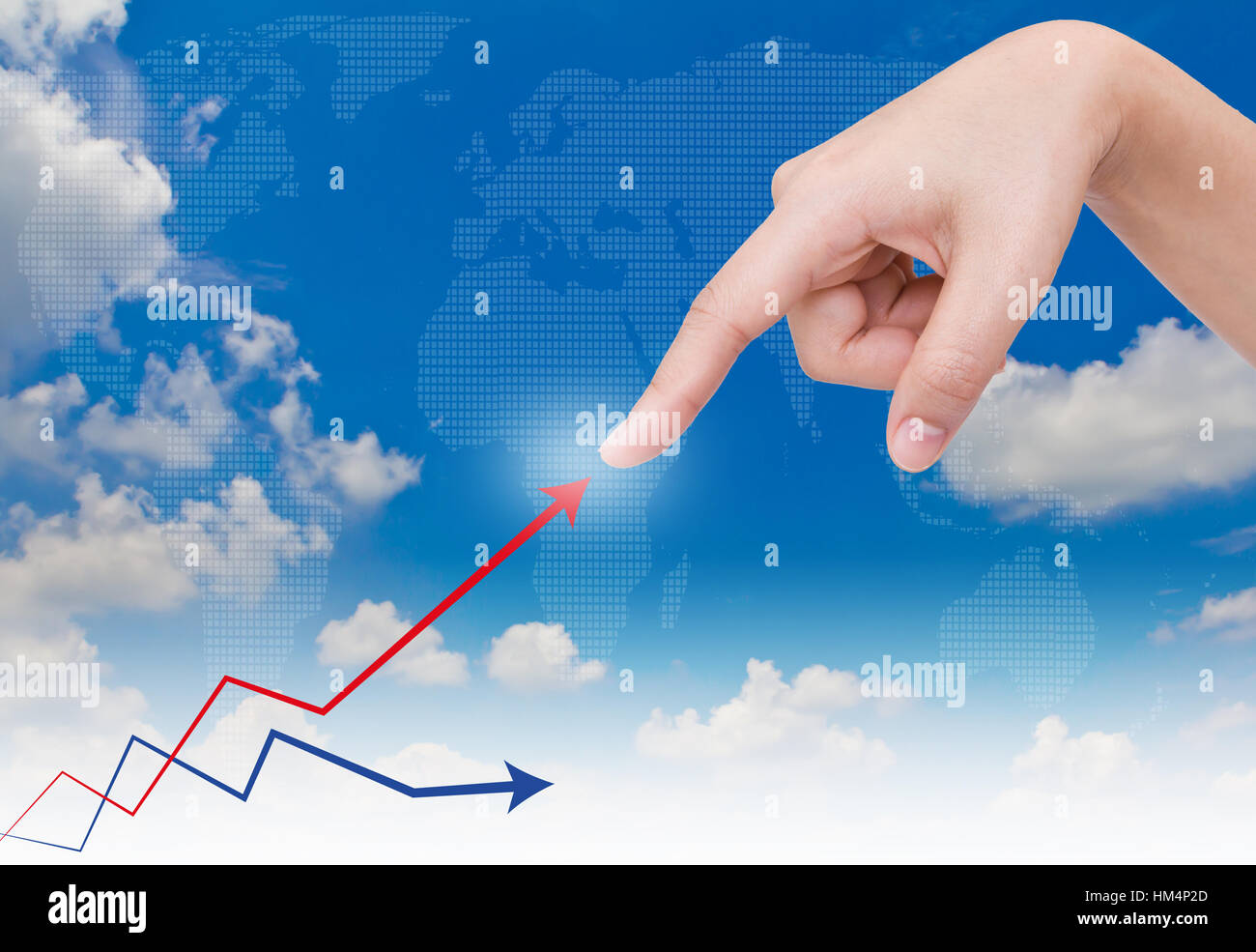 Hand showing graph Stock Photo - Alamy