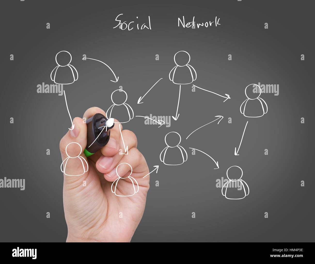 Businessman hand drawing a social network scheme on a whiteboard Stock ...