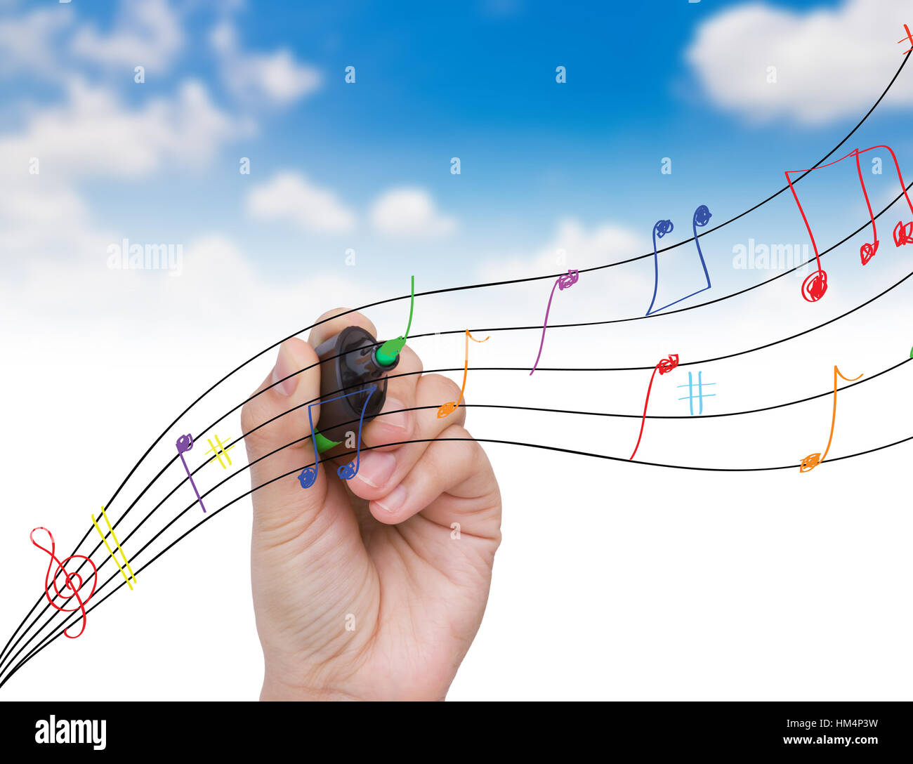 Hand write colorful note inthe sky Stock Photo - Alamy