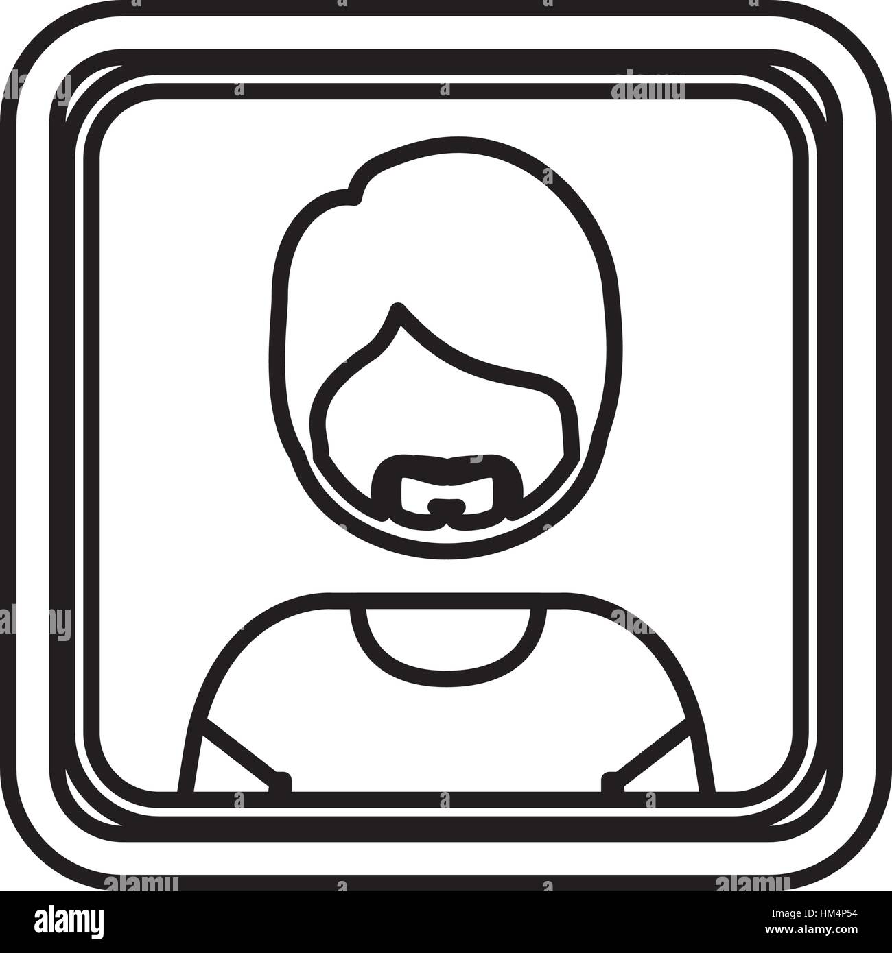 contour square border with silhouette half body man with beard vector ...