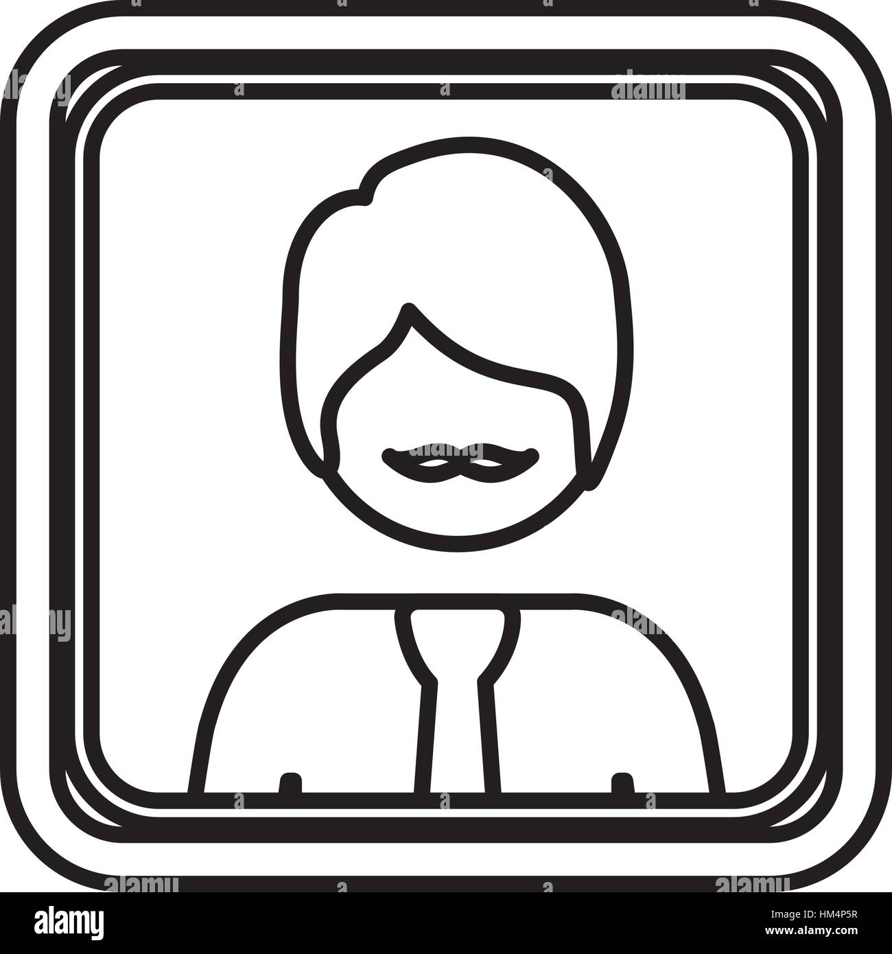 contour square border with silhouette half body man with formal suit ...