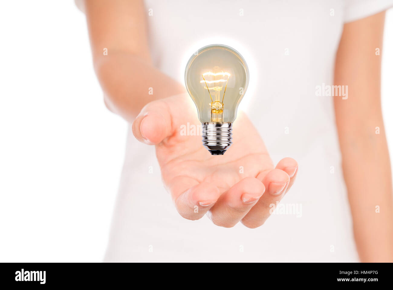 women hand with Light bulb Stock Photo - Alamy