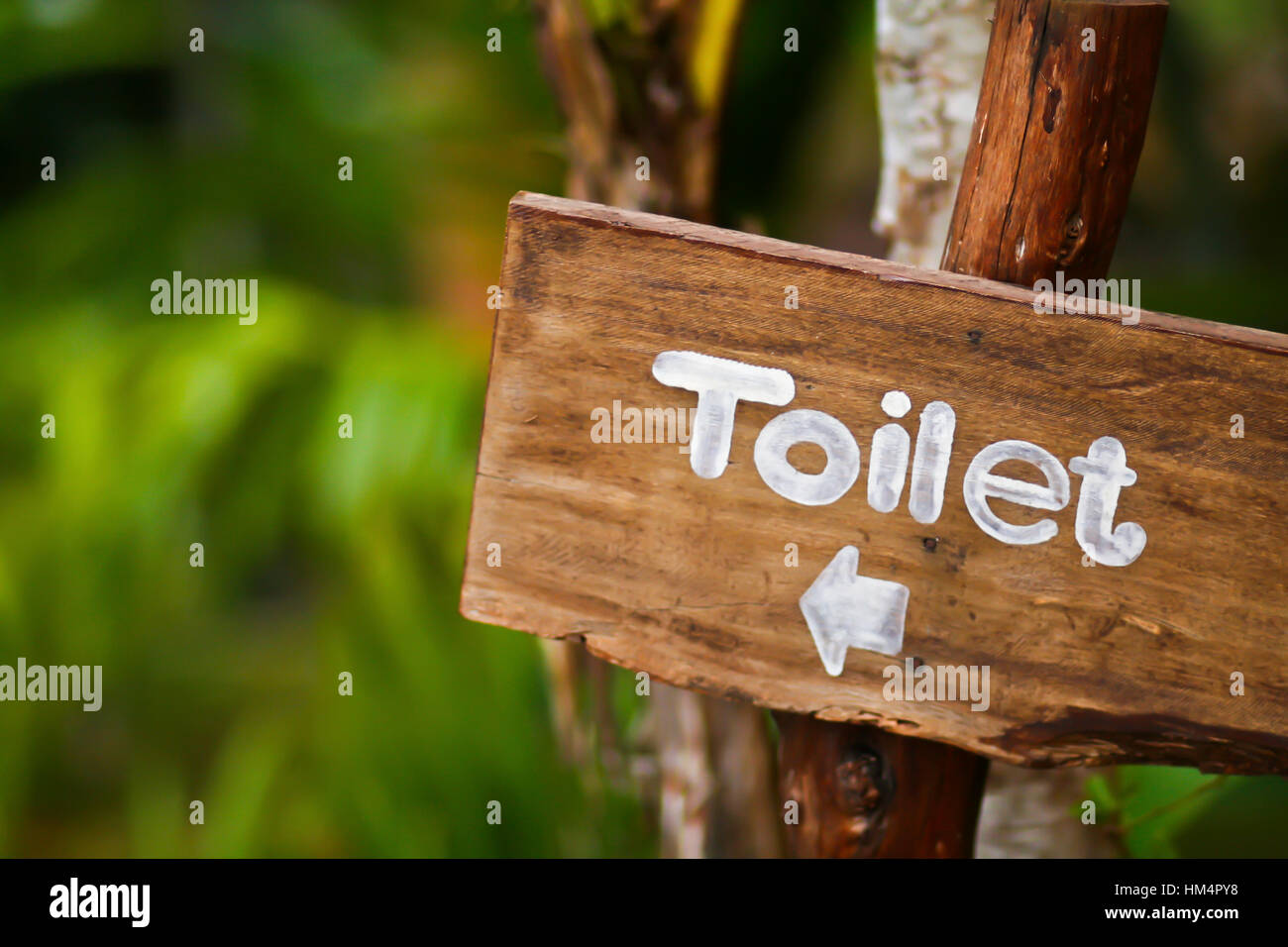 A wooden sign hung over the entrance to a toilet Stock Photo - Alamy