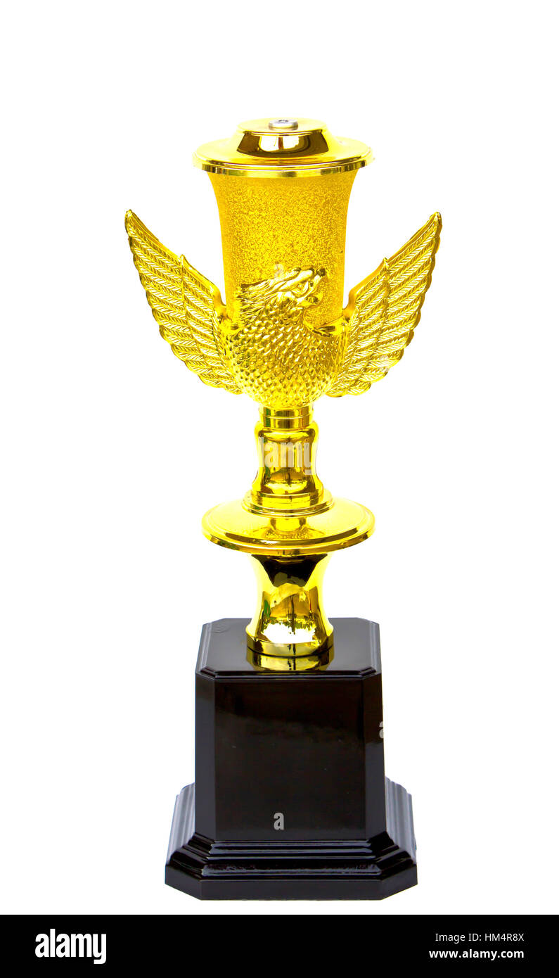 Gold Trophy isolated on white background Stock Photo - Alamy