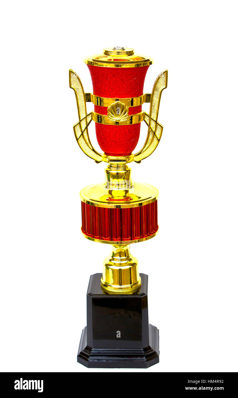 Gold Trophy isolated on white background Stock Photo - Alamy