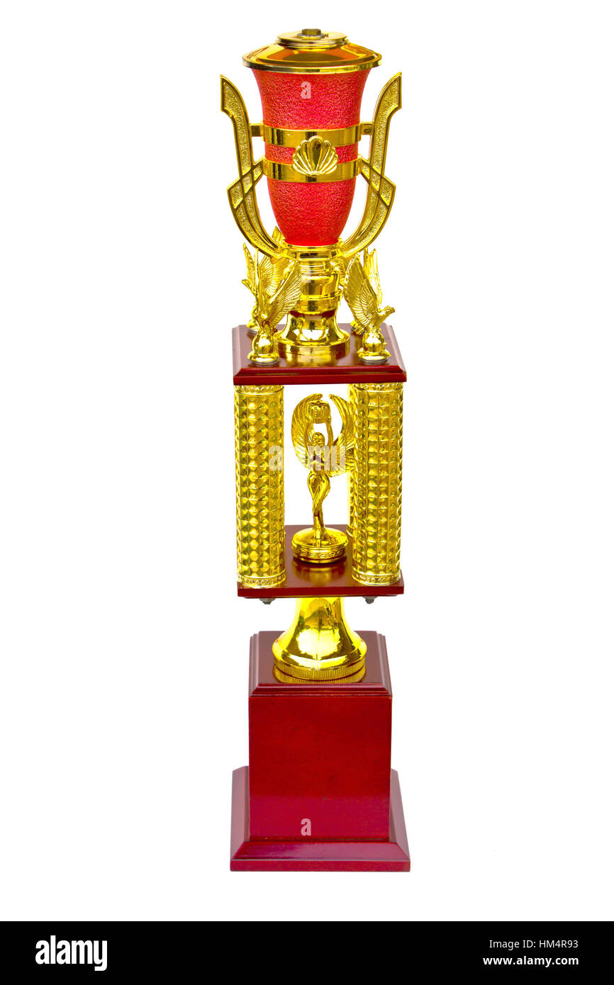 Gold Trophy isolated on white background Stock Photo - Alamy