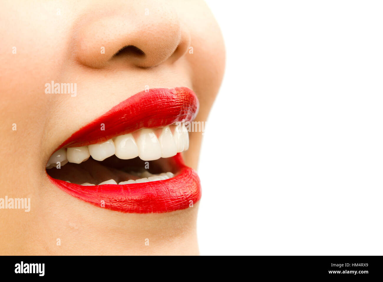 Beautiful young woman teeth. Isolated over white background Stock Photo ...