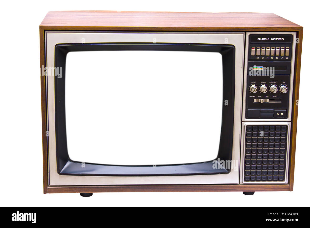 Old vintage TV isolated on white background Stock Photo - Alamy