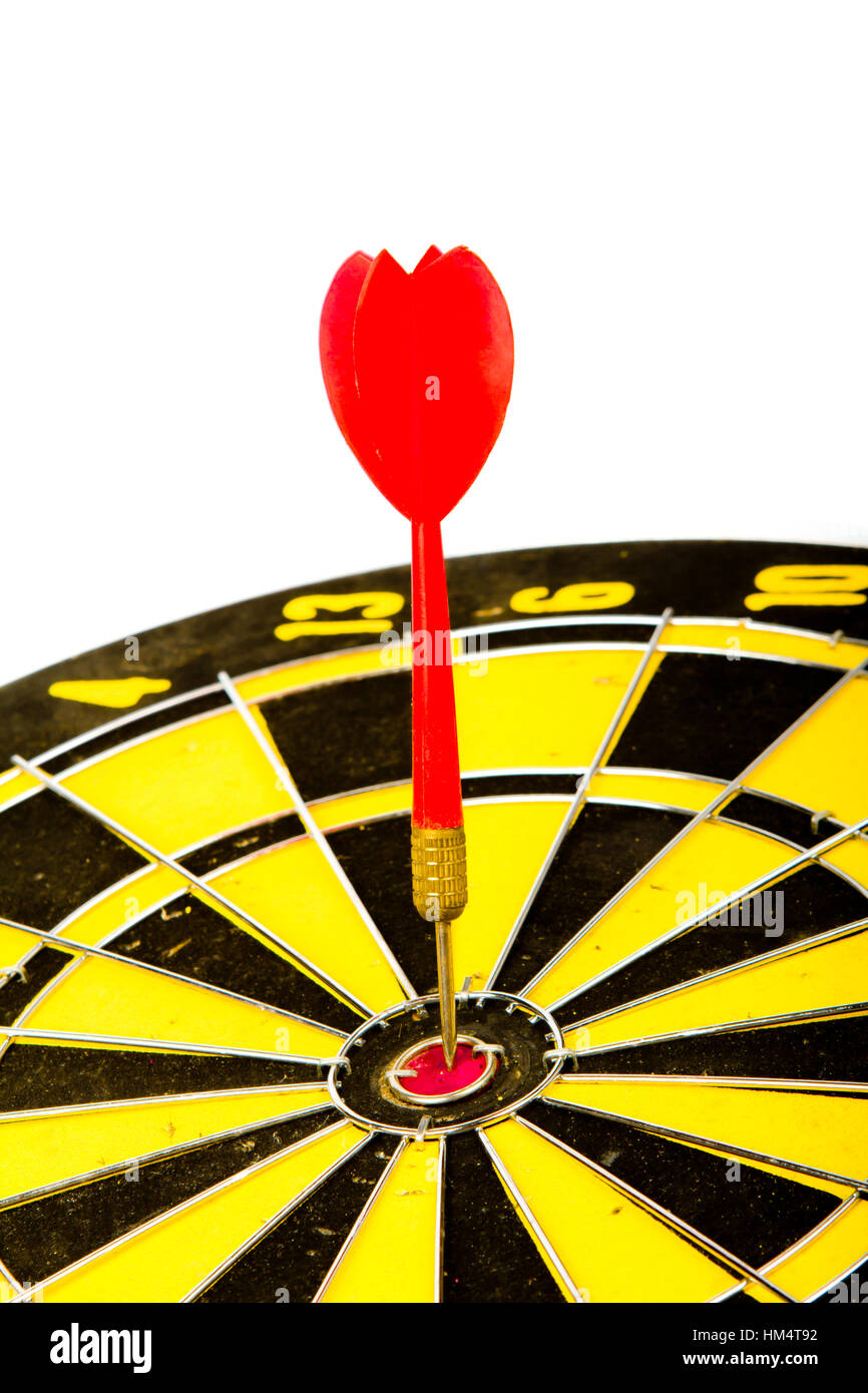 Red dart on target isolated on a white Stock Photo - Alamy
